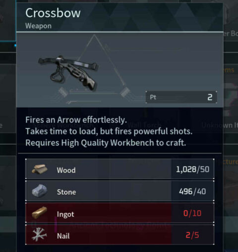 How To Craft Crossbow In Palworld