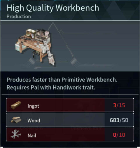 How To Craft High Quality Workbench In Palworld