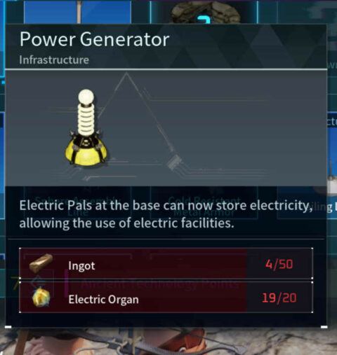 How To Craft Power Generator In Palworld